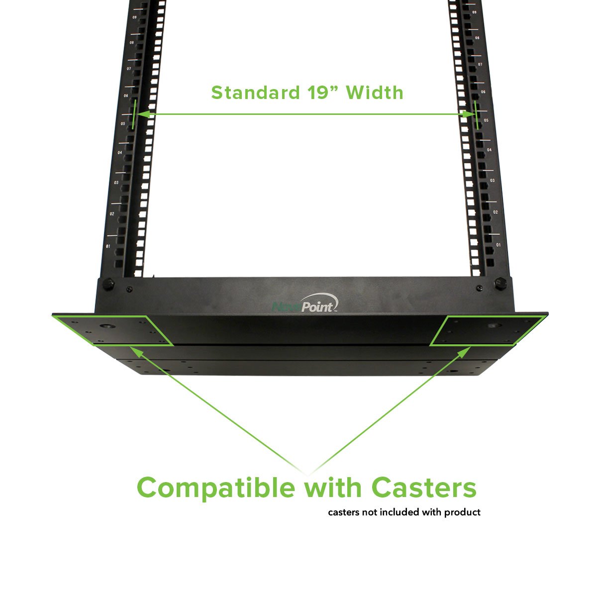 NavePoint 45U 2 Post Open Frame Server Rack for 19 Inch Equipment, AV, Networking, Data & IT Devices, 2-Post Rack 45U 881lbs Weight Capacity, Black