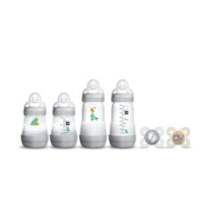 mam feed & soothe bottle & pacifier gift set, unisex, 0+ months, 6-count