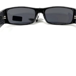 Locs Mens Hardcore Wrap Around Sunglasses with Bandana Print Inside, Black - Black Inside, Medium