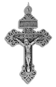 religious gifts silver tone pardon cross crucifix pectoral pendant for men women, 2 1/4 inch