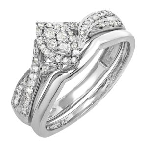 dazzlingrock collection 0.33 carat (ctw) round white diamond marquise shape bridal engagement ring set 1/3 ct, sterling silver, size 6