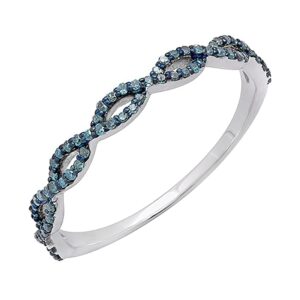 dazzlingrock collection 0.20 carat (cttw) 10k round blue diamond women swirl anniversary stackable ring 1/5 ct, white gold, size 8