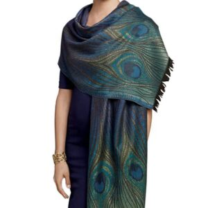 MMA Shawl Scarf Womens Shawls Warm Like Pashmina Scarf Wrap Evening or Day Peacock Design