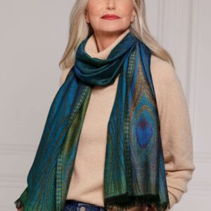 MMA Shawl Scarf Womens Shawls Warm Like Pashmina Scarf Wrap Evening or Day Peacock Design