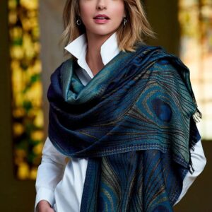 MMA Shawl Scarf Womens Shawls Warm Like Pashmina Scarf Wrap Evening or Day Peacock Design