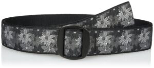 bison designs women's manzo belt with anodized aluminum buckle, flower, medium/38-inch