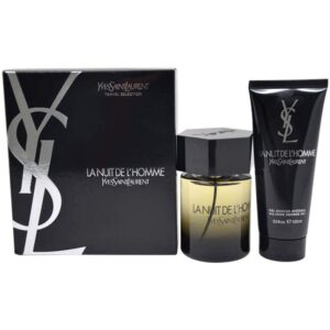 yves saint laurent la nuit de l'homme 2 pc travel set eau de toilette spray 3.4 ounce and all over shower gel 3.3 ounce