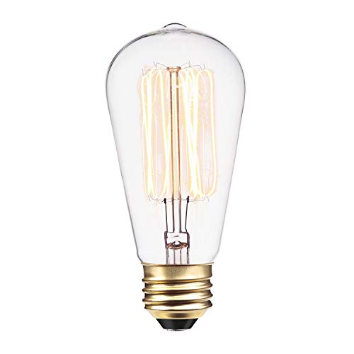 Globe Electric 01321 60W Vintage Edison S60 Squirrel Cage Incandescent Filament Light Bulb, E26 Base, 220 Lumens, 2200 Kelvin, Edison Bulbs, Vintage Light Bulbs, E26 Light Bulb, Home Improvement