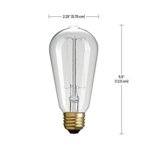 Globe Electric 01321 60W Vintage Edison S60 Squirrel Cage Incandescent Filament Light Bulb, E26 Base, 220 Lumens, 2200 Kelvin, Edison Bulbs, Vintage Light Bulbs, E26 Light Bulb, Home Improvement