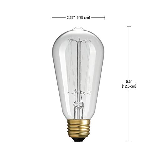 Globe Electric 01321 60W Vintage Edison S60 Squirrel Cage Incandescent Filament Light Bulb, E26 Base, 220 Lumens, 2200 Kelvin, Edison Bulbs, Vintage Light Bulbs, E26 Light Bulb, Home Improvement