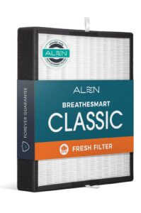 alen air filter bf35-fresh replacement hepa filter for breathesmart classic air purifier - captures allergens, dust, & mold + odors & smoke (1 filter)