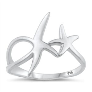 closeoutwarehouse 925 sterling silver mother and daughter starfish ring size 8