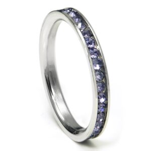 metal factory 316l stainless steel lavender cubic zirconia cz eternity wedding 3mm band ring sz 7