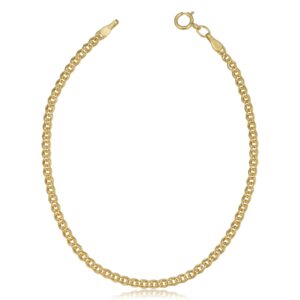 kooljewelry 10k yellow gold hollow inner link bracelet (2.3 mm, 7 inch)