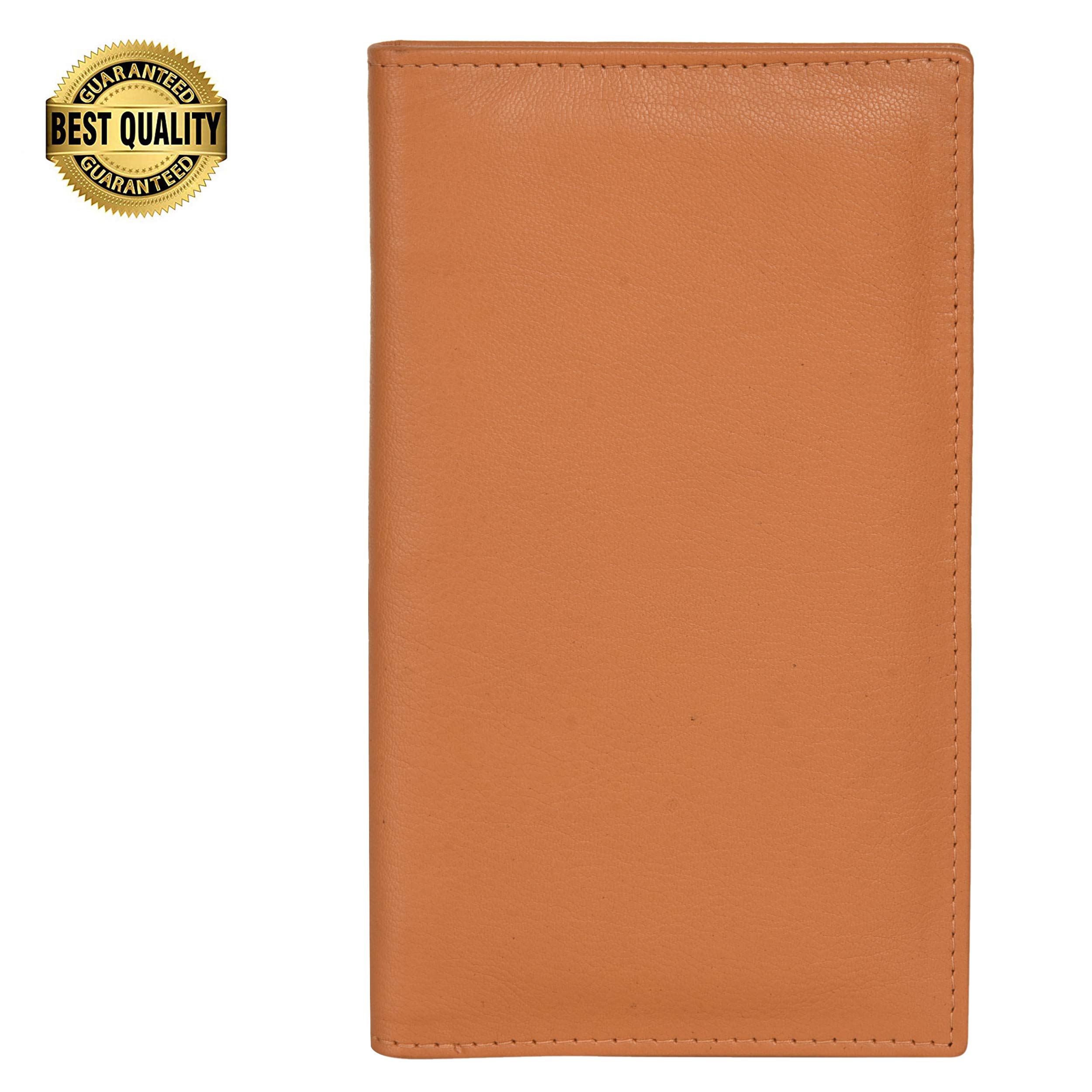 LeatherBoss Genuine Leather Credit Card Holder Tall Wallet With 18 Credit Card Slots for men women, Tan