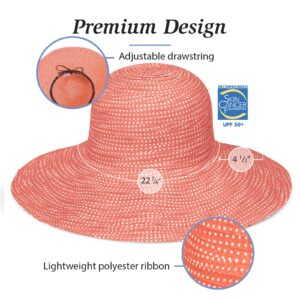 Wallaroo Hat Company Women’s Scrunchie Sun Hat – UPF 50+ Sun Protection, Packable and Adjustable Sizing for Medium Crown Sizes – Sun-Smart Hat for Travel, Poolside, Everyday (Natural/Brown Dots)