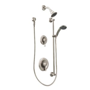 moen commercial classic brushed nickel posi-temp pressure balancing shower and handshower trim without valves, t8342cbn