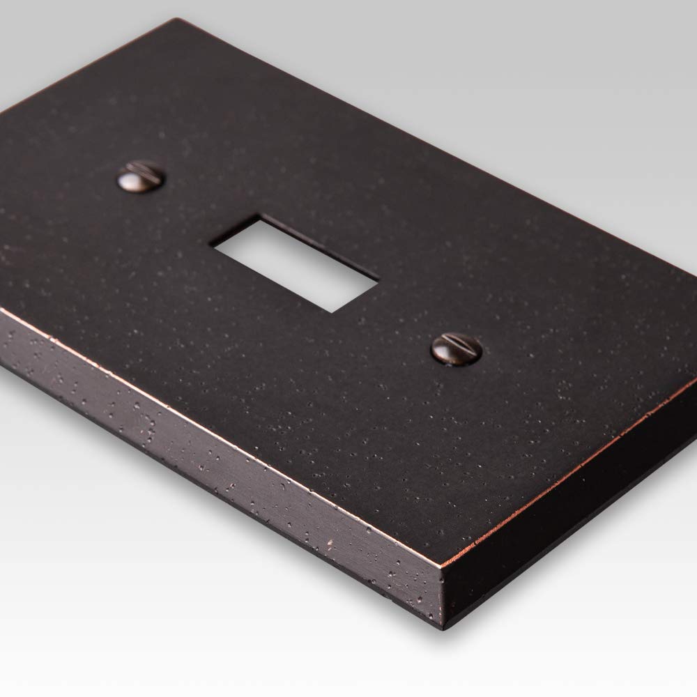 Amerelle Manhattan Single Toggle Cast Metal Wallplate in Aged Bronze