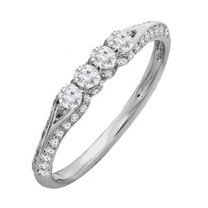 dazzlingrock collection 0.50 carat (cttw) round white diamond women stackable wedding ring 1/2 ct, 14k white gold, size 5.5