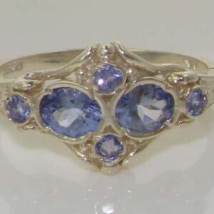 LetsBuyGold 925 Sterling Silver Real Genuine Tanzanite Womens Promise Ring - Size 9