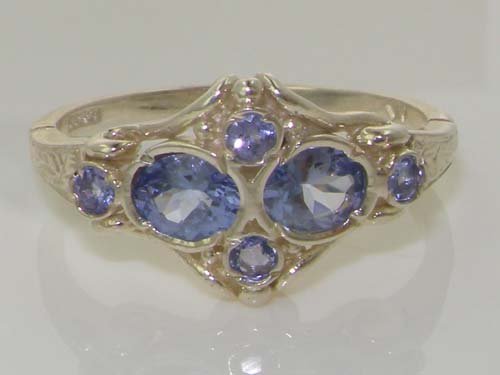 LetsBuyGold 925 Sterling Silver Real Genuine Tanzanite Womens Promise Ring - Size 9