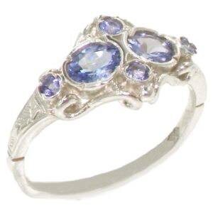 letsbuygold 925 sterling silver real genuine tanzanite womens promise ring - size 9