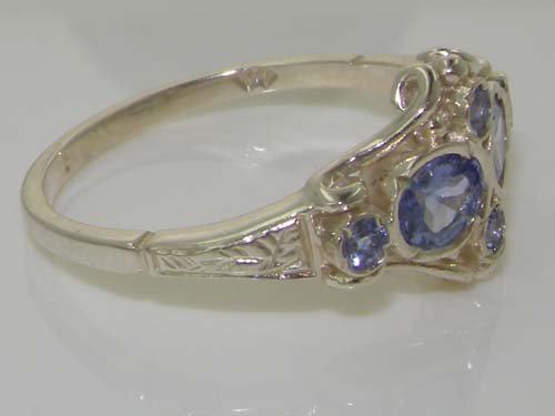 LetsBuyGold 925 Sterling Silver Real Genuine Tanzanite Womens Promise Ring - Size 9