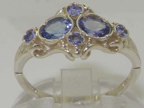 LetsBuyGold 925 Sterling Silver Real Genuine Tanzanite Womens Promise Ring - Size 9