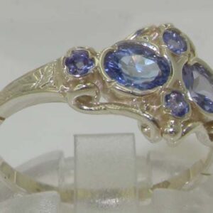 LetsBuyGold 925 Sterling Silver Real Genuine Tanzanite Womens Promise Ring - Size 9