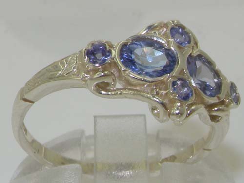 LetsBuyGold 925 Sterling Silver Real Genuine Tanzanite Womens Promise Ring - Size 9