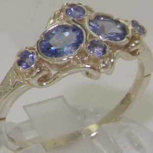 LetsBuyGold 925 Sterling Silver Real Genuine Tanzanite Womens Promise Ring - Size 9