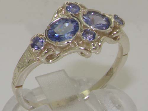 LetsBuyGold 925 Sterling Silver Real Genuine Tanzanite Womens Promise Ring - Size 9