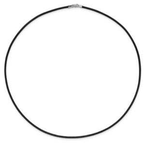 14k white gold 2mm 16 inch black leather cord chain necklace pendant charm fine jewelry for women gifts for her