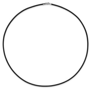 14k White Gold 2mm 16 Inch Black Leather Cord Chain Necklace Pendant Charm Fine Jewelry For Women Gifts For Her