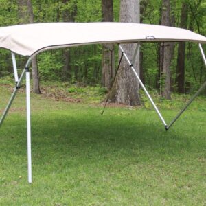 Vortex TAN/BEIGE SQUARE TUBE FRAME 4 BOW PONTOON/DECK BOAT BIMINI TOP 10' LONG, 97-103