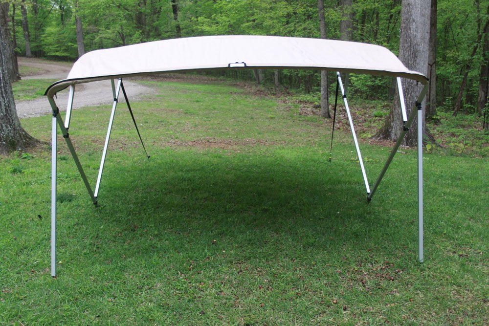 Vortex TAN/BEIGE SQUARE TUBE FRAME 4 BOW PONTOON/DECK BOAT BIMINI TOP 10' LONG, 97-103