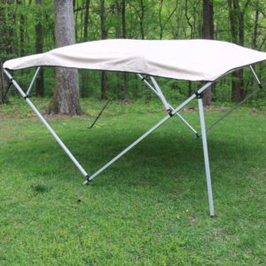 Vortex TAN/BEIGE SQUARE TUBE FRAME 4 BOW PONTOON/DECK BOAT BIMINI TOP 10' LONG, 97-103