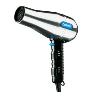 conair 141wrw full size brushed metal salon-style hair dryer - 1875w