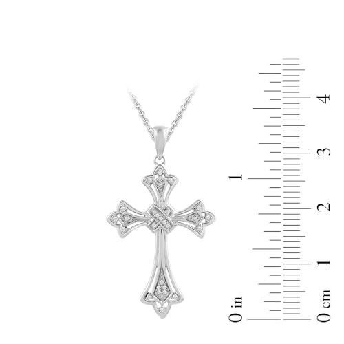 Amazon Essentials Sterling Silver Diamond Accent Cross Pendant Necklace, 18" (previously Amazon Collection)