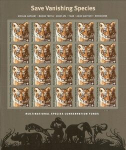 usps save vanishing species semi postal sheet of twenty stamps scott b4