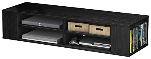 South Shore City Wall Mounted Media Audio/Video Console, Black Oak