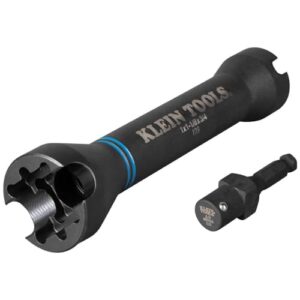 klein tools nrhd 5-in-1 impact socket, features three square socket sizes: 3/4-,1, and 1-1/8- inch, and small and large alignment slots