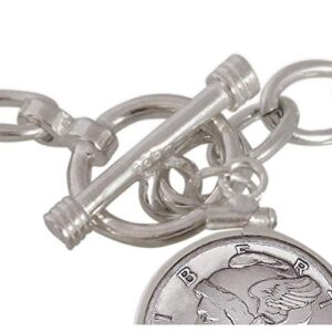 American Coin Treasures Sterling Silver Mercury Dime Toggle Bracelet