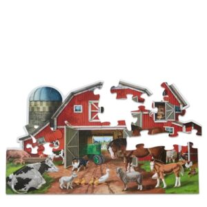 melissa & doug busy barn shaped jumbo jigsaw floor puzzle (32 pcs, 2 x 3 feet) - fsc certified