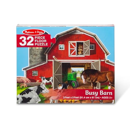 Melissa & Doug Busy Barn Shaped Jumbo Jigsaw Floor Puzzle (32 pcs, 2 x 3 feet) - FSC Certified