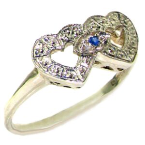 letsbuygold 925 sterling silver natural sapphire womens sweetheart ring - sizes 4 to 12 available