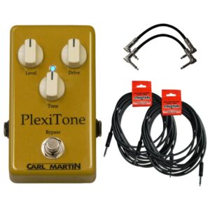 carl martin plexitone s single channel guitar effects pedal w/ 2 free 6" cables