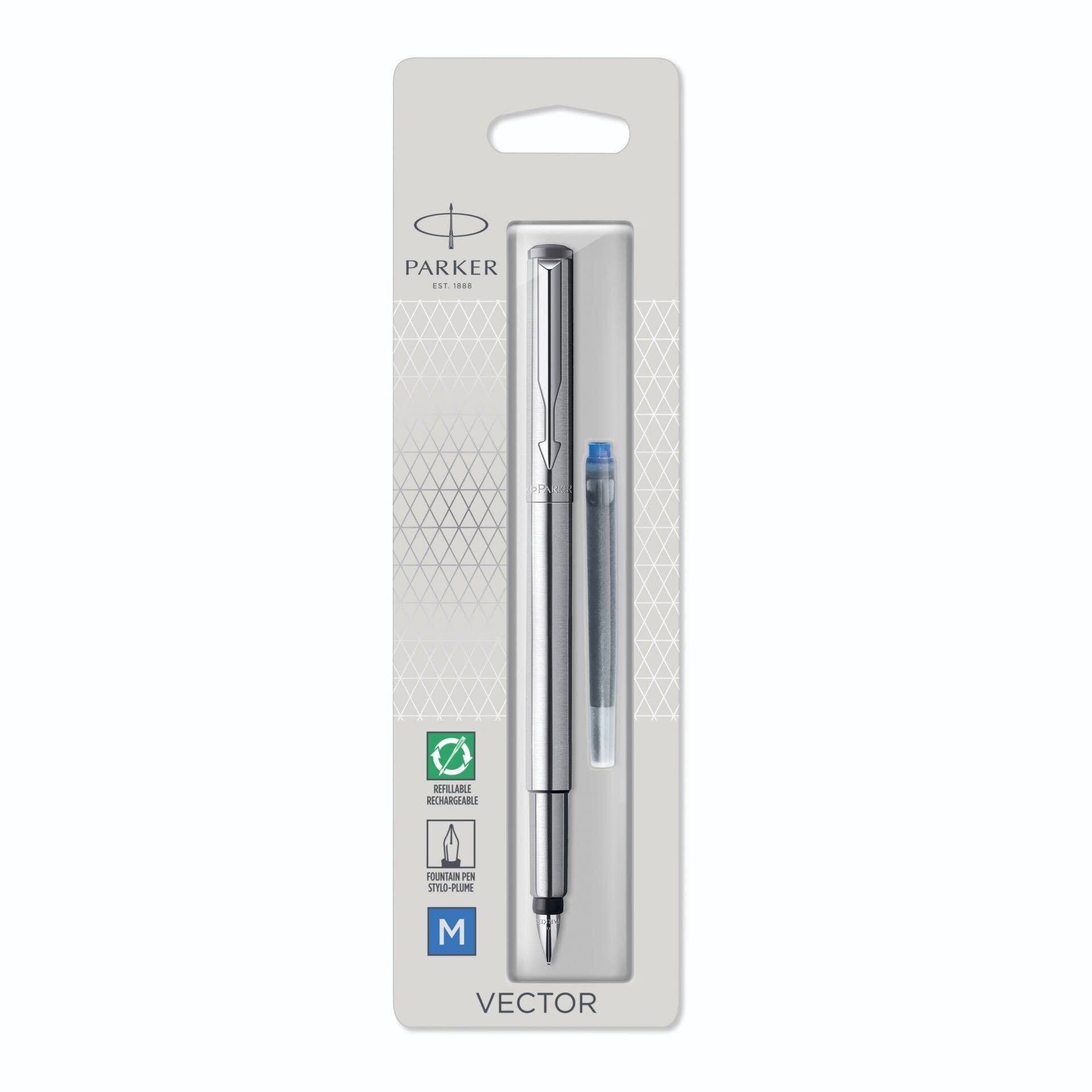 Parker Fountain Vector, Stainless Steel Pen, multicolor