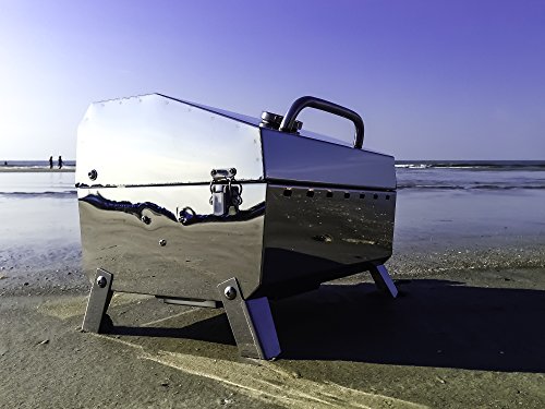 Camco Grill-Stow N Go 125 Portable Propane Gas Grill with Push Button Igniter, Temperature Gauge, and Storage Bag for RV, Tailgating, and Camping