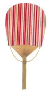 shikoku dan fan, uchiwa, unisex, paper sticking, small size, shimashima, peach, 6.9 x 15.0 inches (17.5 x 38 cm)